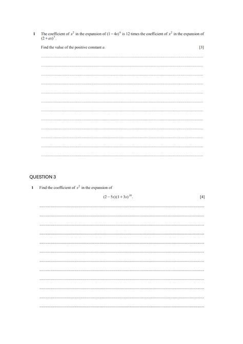 As Level Maths Binomial Expansion Questions 1pdf