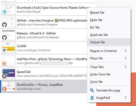 Manage Your Firefox Tabs Unload Them From Memory With The Tab Center