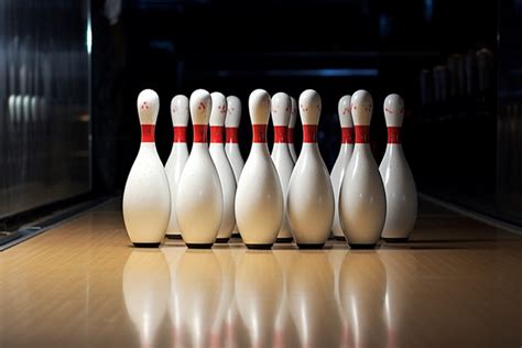 An Interior Bowling Pins Line Up Ready Background Bowling Bowling