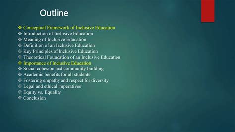 Inclusive Education Conceptual Framework And Its Importance Pptx