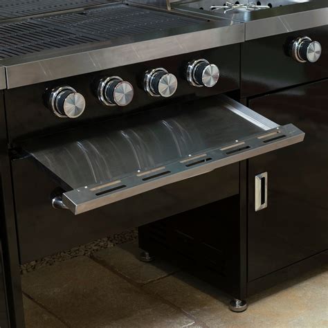 Draco Grills Black 4 Burner Gas Barbecue Outdoor Kitchen Island With S