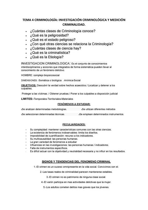 Tema 4 Criminología Tema 4 Introduccion Criminologia Usp Ceu San