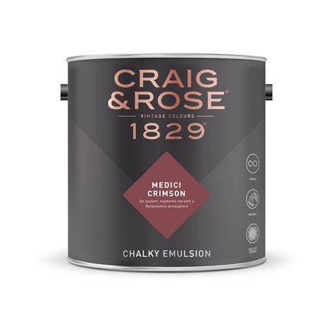 Craig And Rose 1829 Chalky Emulsion Paint Medici Crimson 5l Homebase