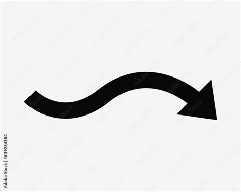 vetor de wave arrow right down icon point pointer navigation path wavy