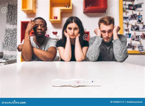 Positive Pregnancy Test Three People Polygamy Stock Image Image Of