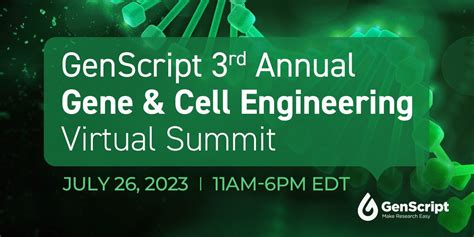 Genscript On Linkedin Genscript 3rd Annual Gene And Cell Engineering Summit