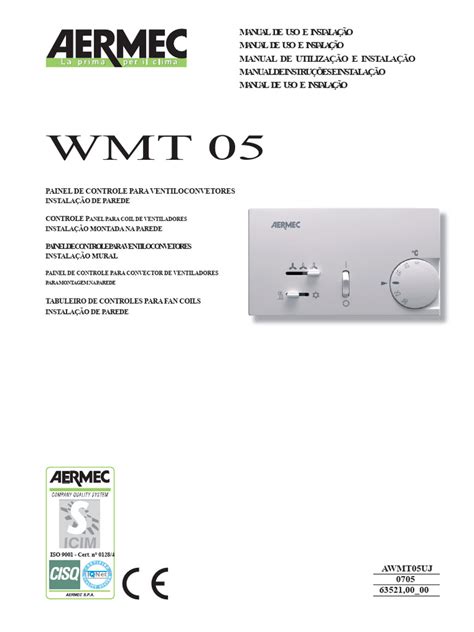 Aermec Wmt 05 Manual De Instalacao Port Pdf Fonte De Energia