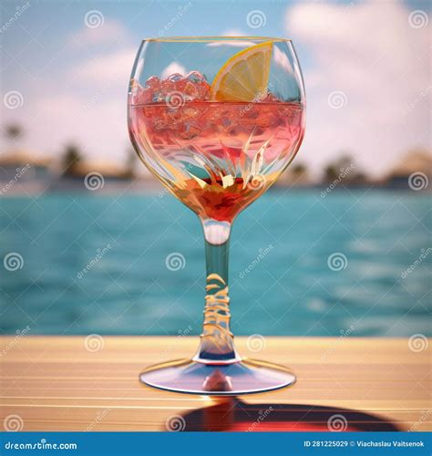 Summer Beach Cocktail Hyperrealistic Stock Illustration Illustration