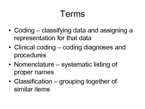 Terms Coding Classifying Data And Assigning