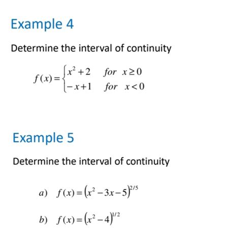 Solved Example 4 Determine The Interval Of Continuity For