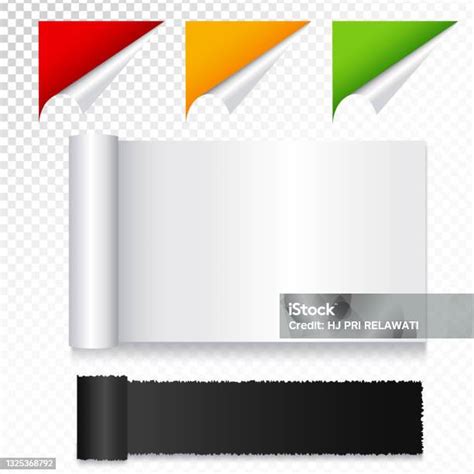 Vector Realistic Rectangle Paper Notes With Curled Corners向量圖形及更多圓形圖片