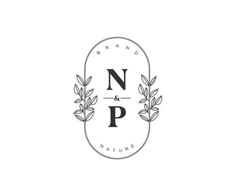 Initial Np Letters Beautiful Floral Feminine Editable Premade Monoline