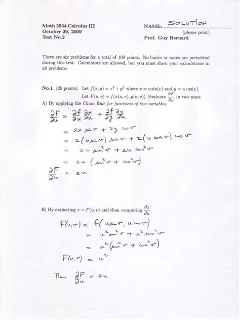 Calculus 3 Practice Test 2 Pdf Teaching Mathematics Mathematical Analysis