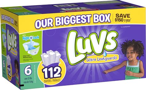 Amazon Luvs With Ultra Leakguards Diapers Size 6 112 Count Baby