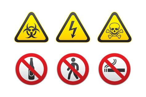 Premium Vector Warning Hazard And Prohibited Signs Set