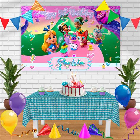 Alices Wonderland Bakery Birthday Banner Personalized Party Backdrop D
