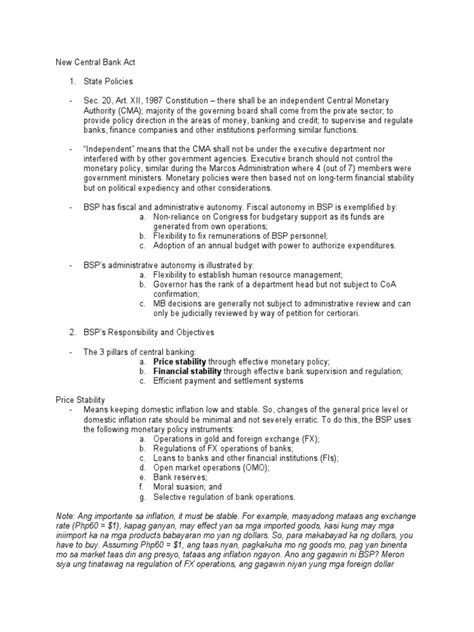 New Central Bank Act Usec Yebra Pdf Legal Tender Liquidation