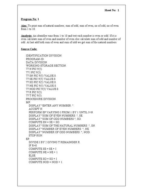 cobol lab pdf matrix mathematics numbers