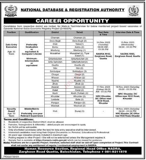 NADRA Jobs 2023 In Balochistan 2025 Job Advertisement Pakistan