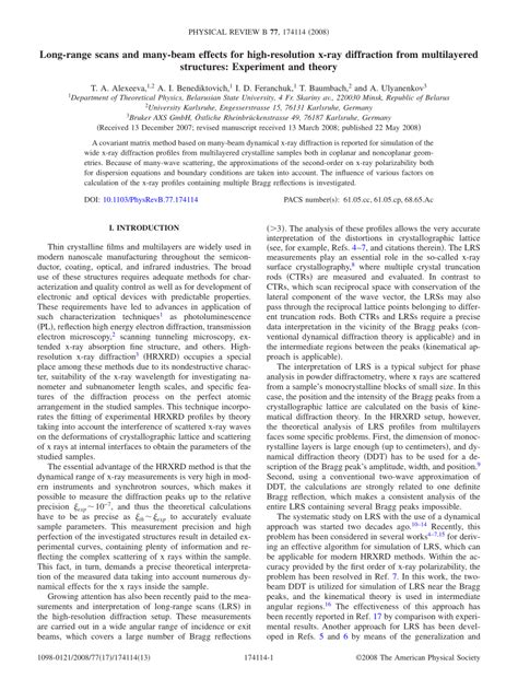 Pdf Long Range Scans And Many Beam Effects For High Resolution X Ray