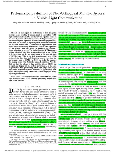 4 Performance Evaluation Of Non Orthogonal Multiple Access In Visible Light Communication 2016