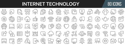 Premium Vector Internet Technology Line Icons Collection Big Ui Icon Set In A Flat Design Thin