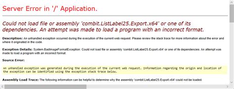 BadImageFormatException For NET Web Applications Combit Reporting Forum