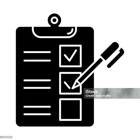 설문지 양식 문일 모양 아이콘입니다 점검 표 고객 서비스 등급 피드백 평가 사회 연구 데이터 수집 실루엣 기호입니다 음수 공간입니다 벡터 절연 그림 체크리스트에 대한 스톡