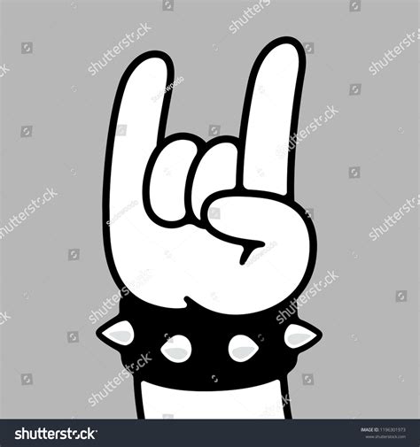 Heavy Metal Hand Gesture Cartoon Comic ภาพประกอบสต็อก 1196301973