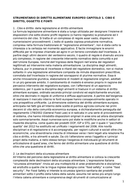 Riassunto Di Diritto Alimentare Europeo Sintesi Del Corso Di Diritto