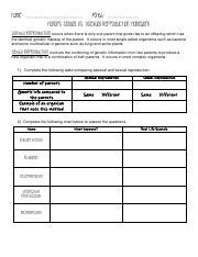 Sexual And Asexual HW Honors Pdf Name Period Honors Sexual Vs Asexual Reproduction Homework