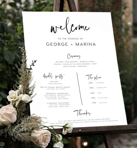 Program Sign INSTANT DOWNLOAD Order Of Service Editable PDF Etsy