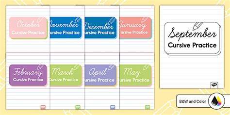 Second Grade Monthly Cursive Practice Bundles Pack Twinkl