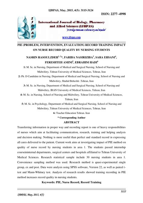 Pdf Pie Problem Intervention Evaluation Record Training Impact On Nurse Record Quality By