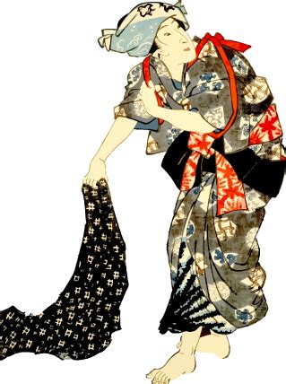 洗濯中の女性の錦絵素材 Ukiyoe Stock