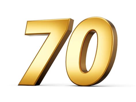 Dorado Metálico Número 70 Setenta Fondo Blanco Ilustración 3d Foto
