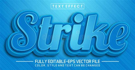 Strike Text Editable Style Effect 3d Text Concept Stock Vector