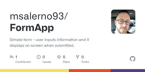 GitHub Msalerno93 FormApp Simple Form User Inputs Information And