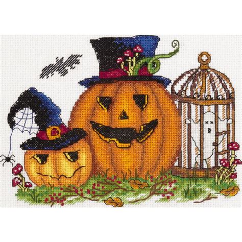 Klart Counted Cross Stitch Kit Scary Pumpkins 21x16cm Diy Ebay In
