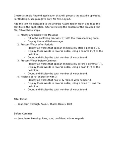 Create A Simple Android Application That Will Process The Text File Uploaded Pdf