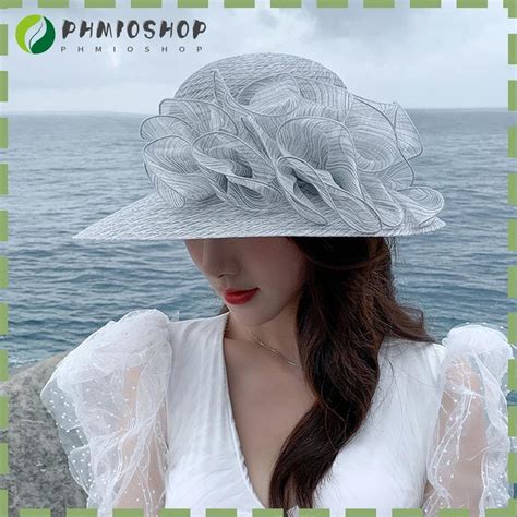 Mioshop Bridal Tea Party Wedding Hat Wide Brim Organza Flower Kentucky