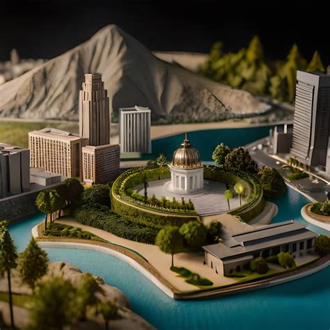 Premium AI Image A Model Of A City With A City In The Background