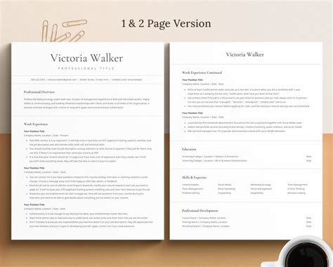 CV Template For Word Pages Google Docs Minimalist Resume Etsy