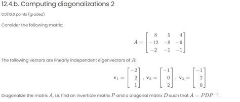 Solved A Computing Diagonalizations Points Chegg