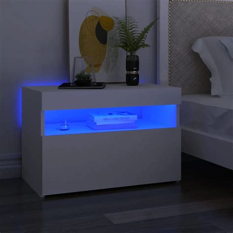 NEUF Tables de chevet à LED 2 pcs Blanc 60x35x40 cm Aggloméré YESMAEFR