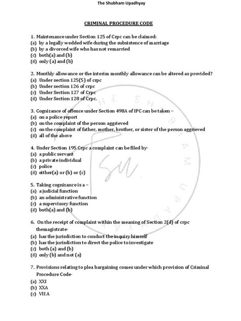 Tsu Crpc Test Rapid Revision Mpcj 2022 Pdf Criminal Procedure In South Africa Magistrate