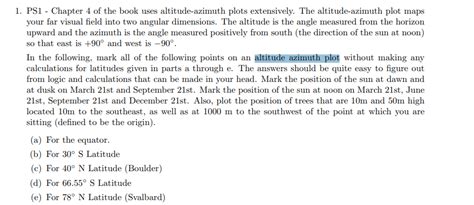 Solved PS Chapter Of The Book Uses Altitude Azimuth Chegg Com