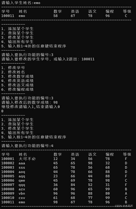 C语言：输入 10 个学生学号、姓名、四门课程成绩。要求定义和调用函数 Setgrade，根据学生成绩定义其等级， 并统计不及格人数。此