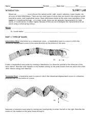 Lab 9 Slinky Waves A Slinky Spring Provides A Good Visual Demonstration Of Both Transverse And