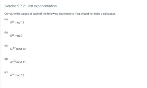 solved exercise 9 7 2 fast exponentiation compute the